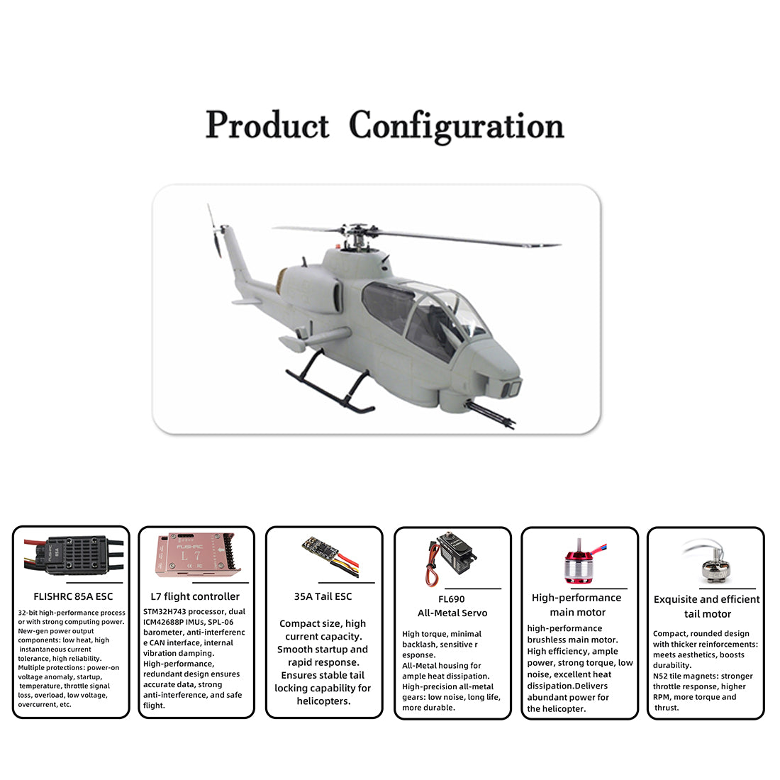 FLISHRC FL500 AH-1 HueyCobra Giant RC Helicopter - RTF 2.4GHz 6CH ...