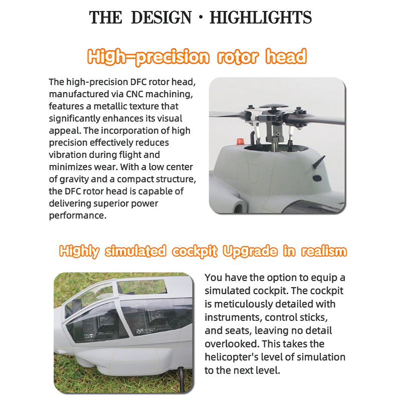 FLISHRC FL500 AH-1 HueyCobra Giant RC Helicopter - RTF 2.4GHz 6CH ...