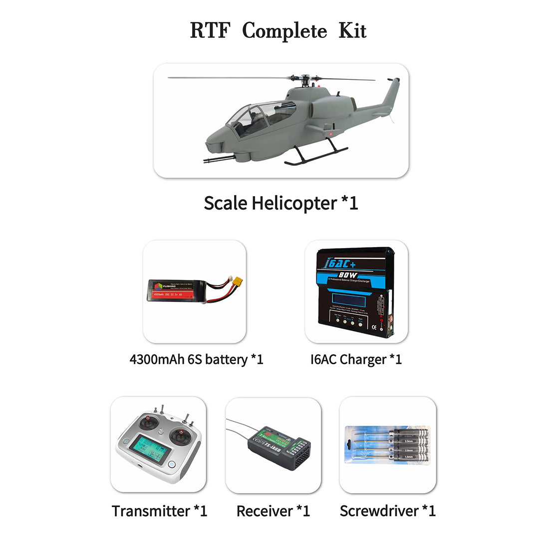 FLISHRC FL500 AH-1 HueyCobra Giant RC Helicopter - RTF 2.4GHz 6CH ...