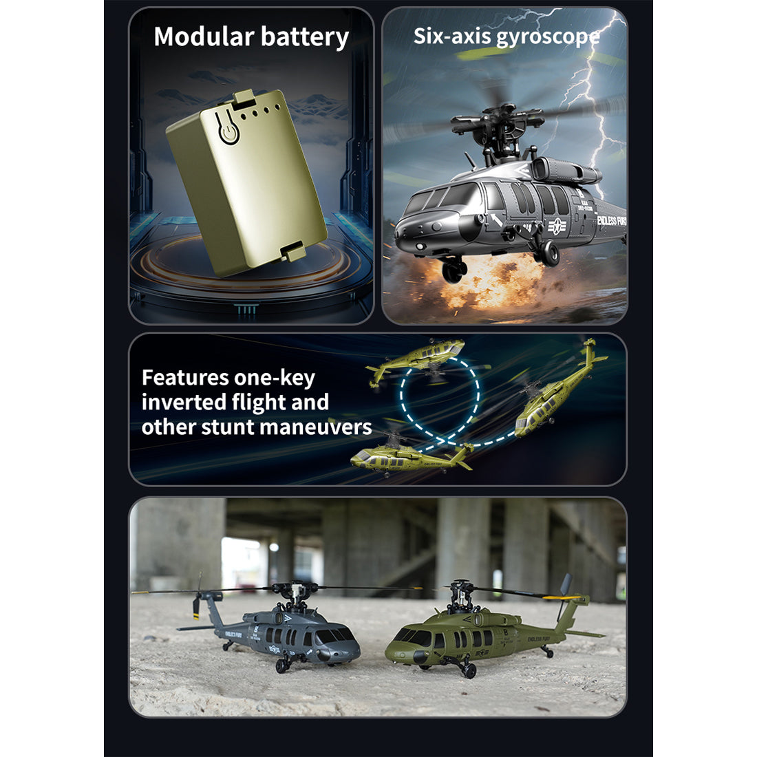 JJRC UH-60 2.4G 5CH Flybarless Scale RC Helicopter with Altitude Hold ...