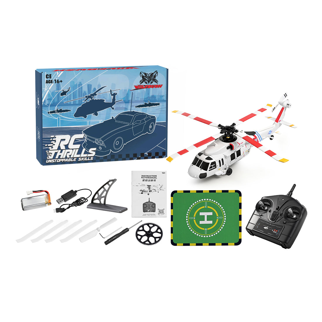 WLTOYS K270 UH-60L 2.4G 4CH 170-Class 4-Rotor Flybarless Realistic Hel ...