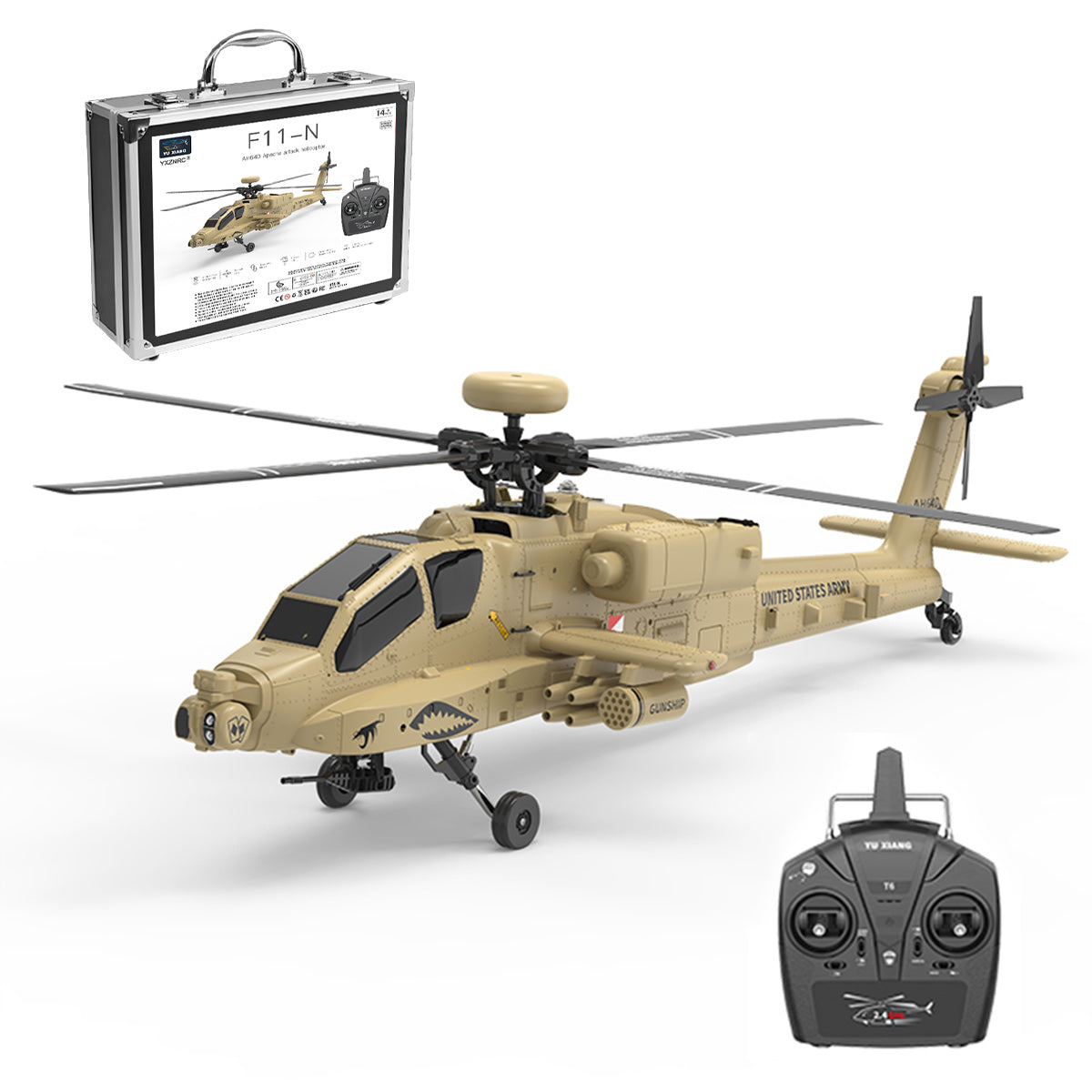 WOLFBUSH YUXIANG F11-N AH64 Apache 1/32 Scale RC Helicopter Model - 2 ...